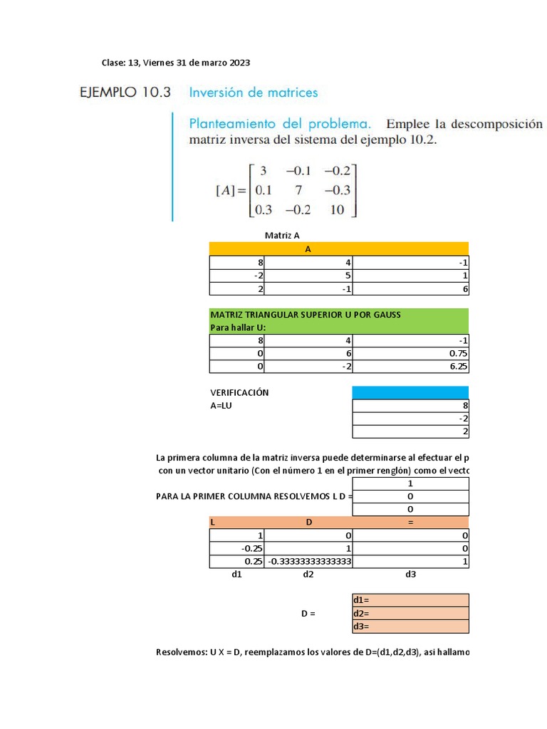 Ejemplo de Matriz Inversa en Excel | PDF | Objetos matemáticos ...