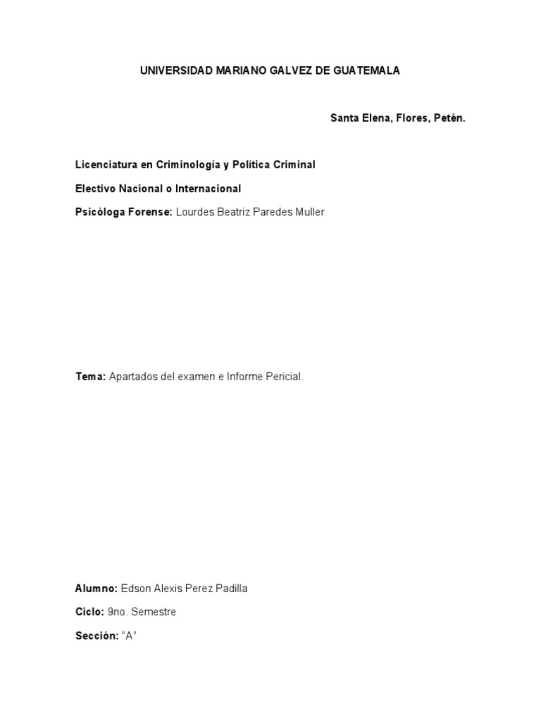 Informe Pericial Criminológico de Jayro | PDF | Sicología