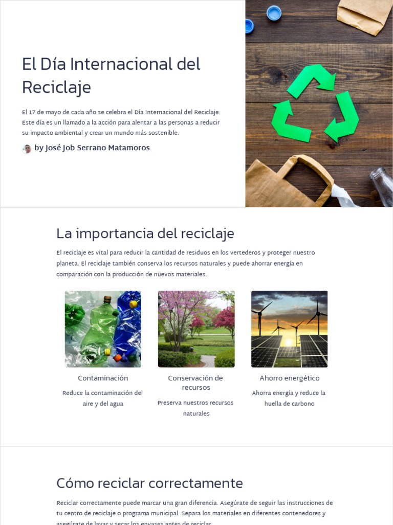Día Internacional del Reciclaje | PDF | Reciclaje | Residuos