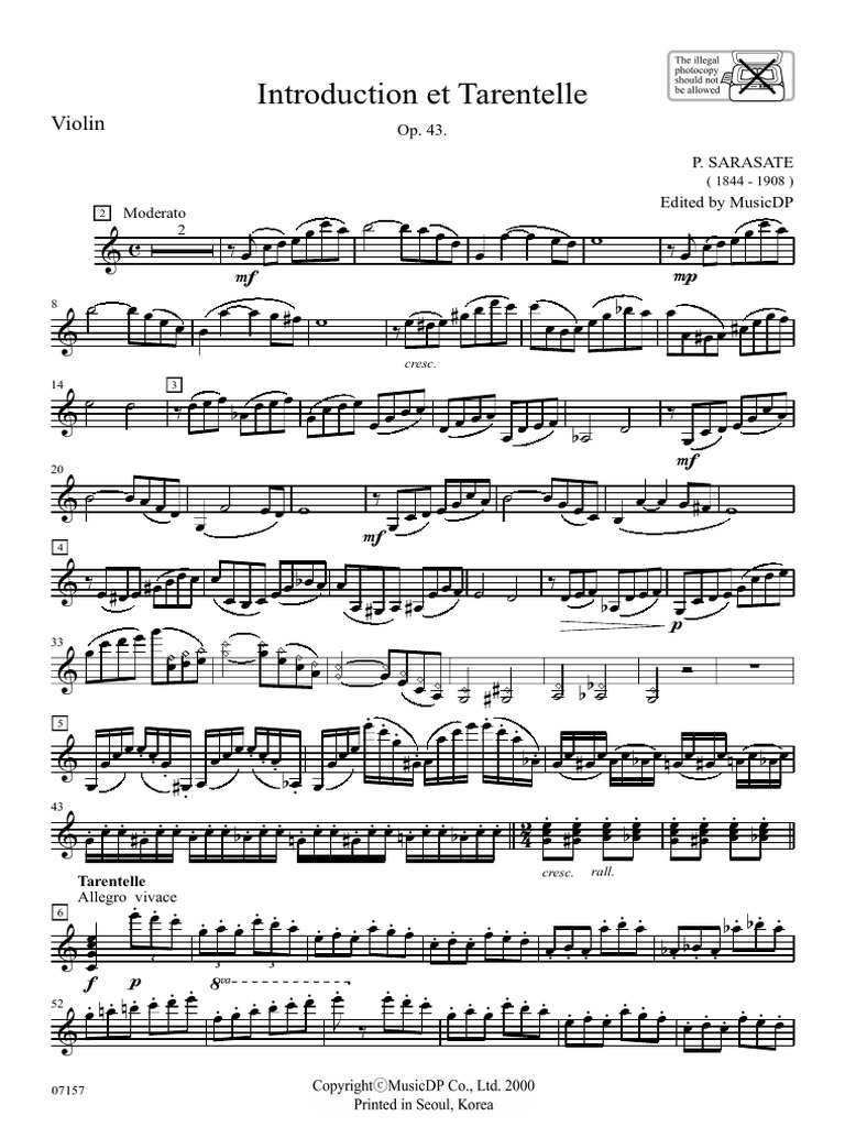 Sarasate Introduction and Tarantella | PDF