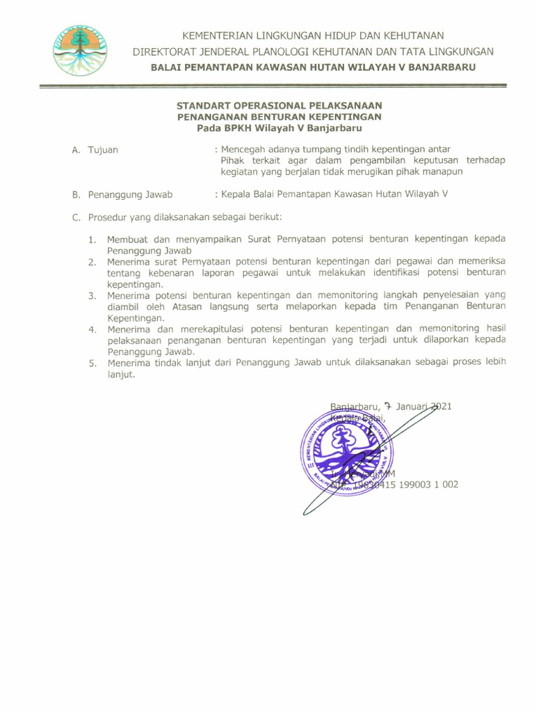 SOP Penanganan Benturan Kepentingan, Pengendalian Gratifikasi, Pengaduan Masyarakat, WBS | PDF