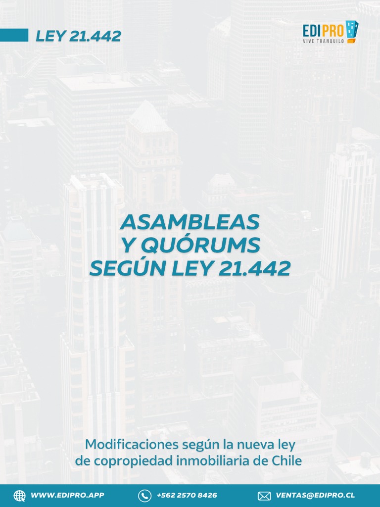 E-BOOK - Asambleas y Quórums Según Ley 21.442 | PDF | Condominio | Gobierno