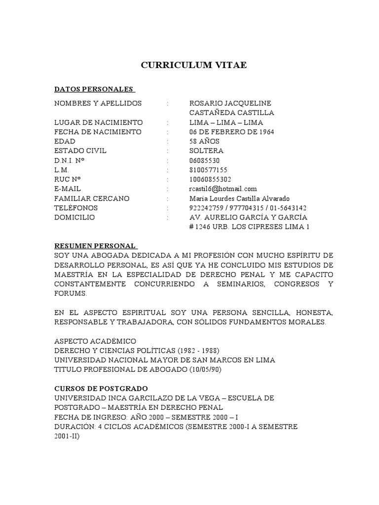 Curriculum-Rosario Castañeda 2023 | PDF