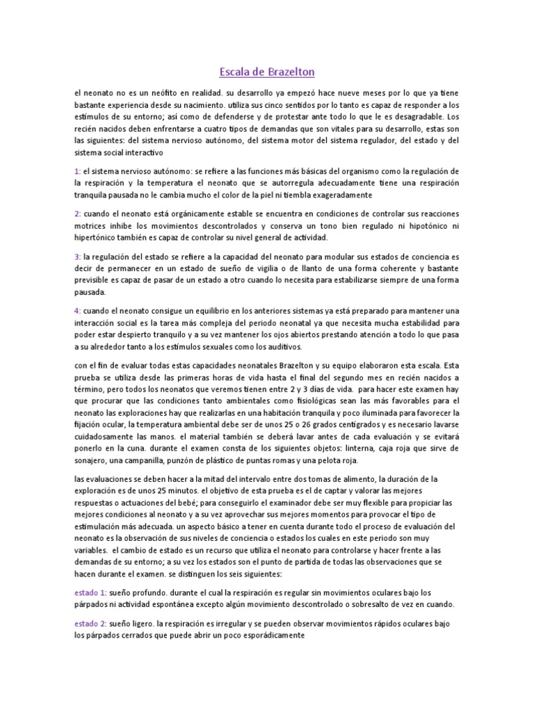 Escala de Brazelton | PDF