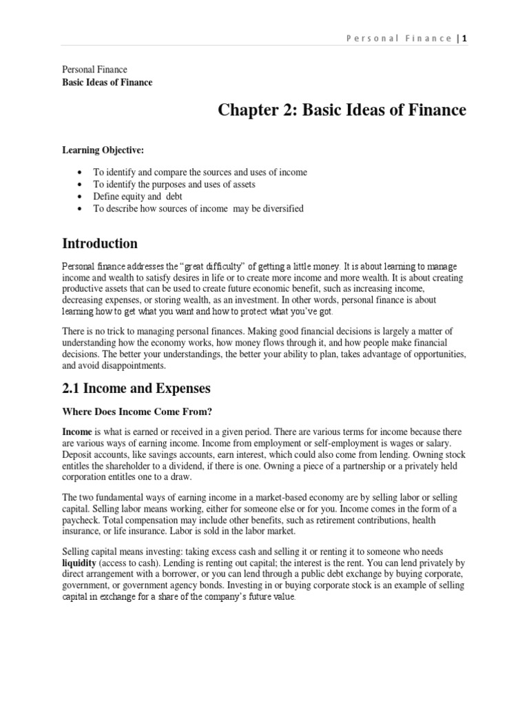 Week 3-4 - Lesson 2 - Basic Ideas of Finance | PDF | Equity (Finance) | Debt