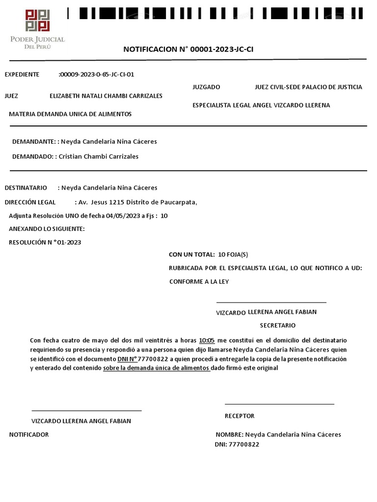 Notifi Al Demandante | PDF