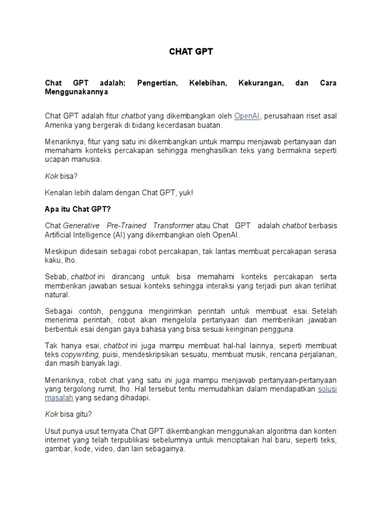 Chat GPT Adalah | PDF