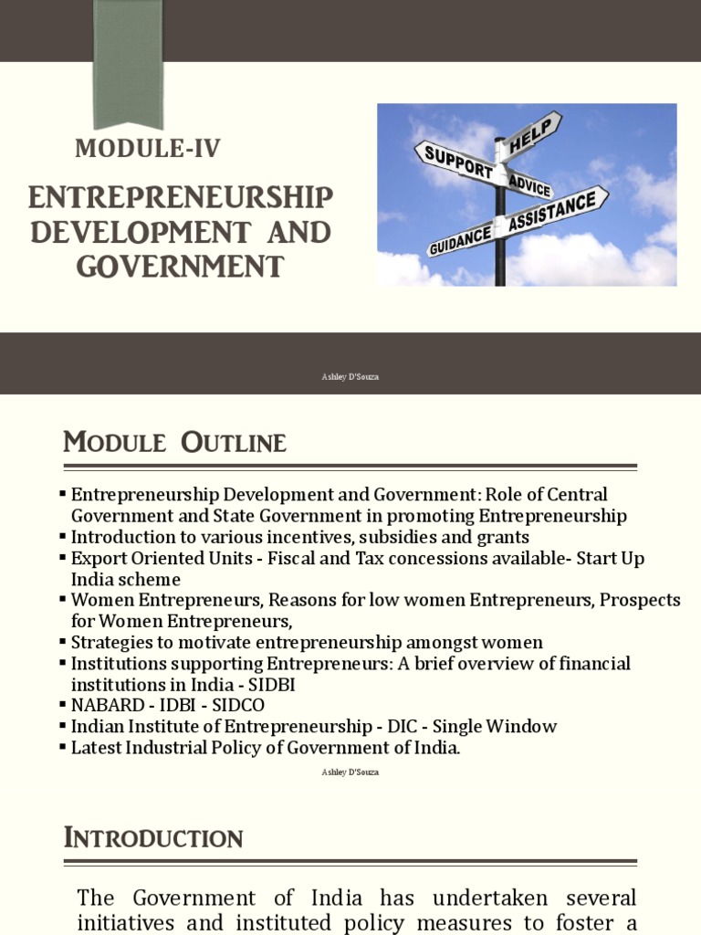 Module 4-Entrepreneurship Development and Government | PDF ...