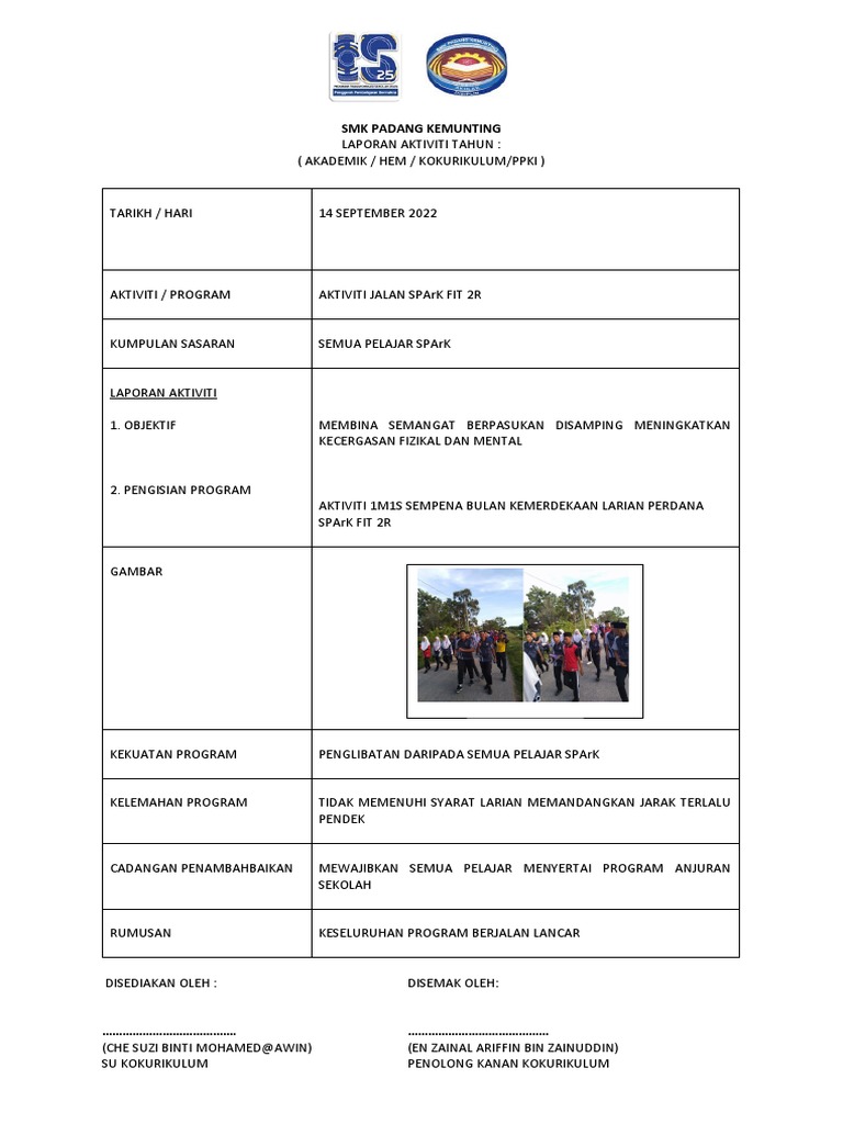 Laporan Larian Spark Fit 2R Perdana | PDF