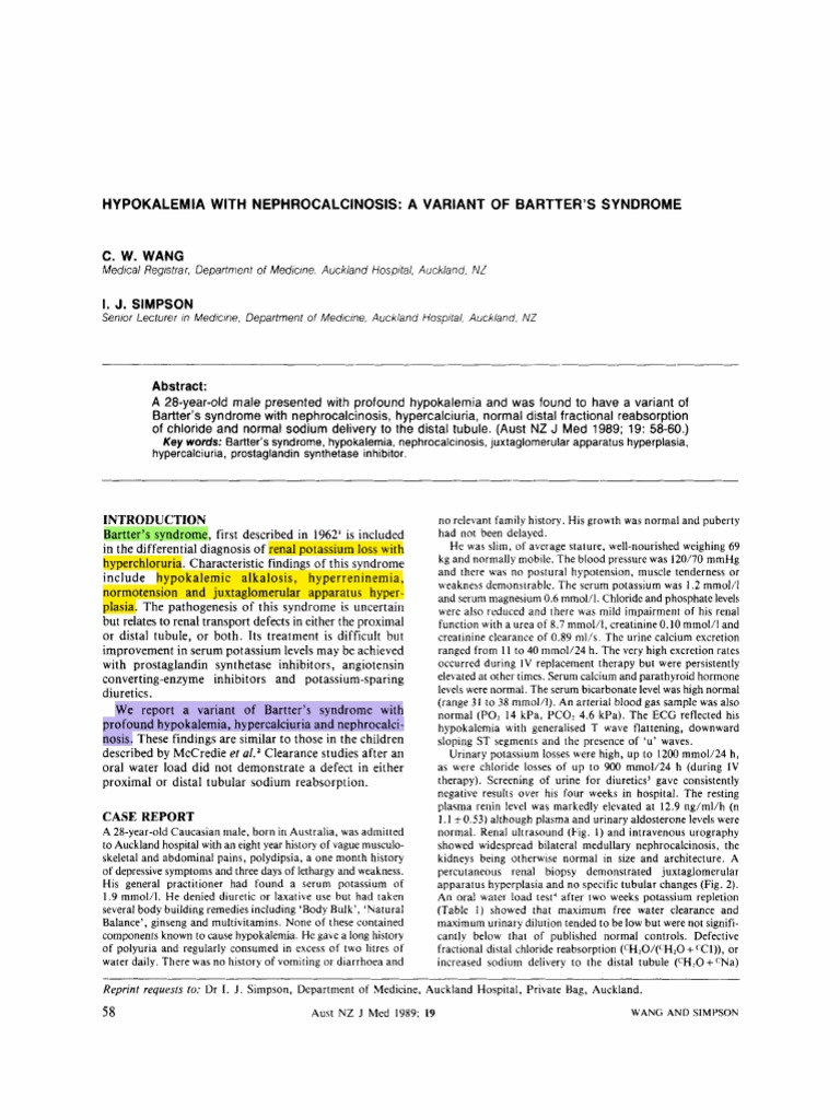 Bartter Syndrome | PDF