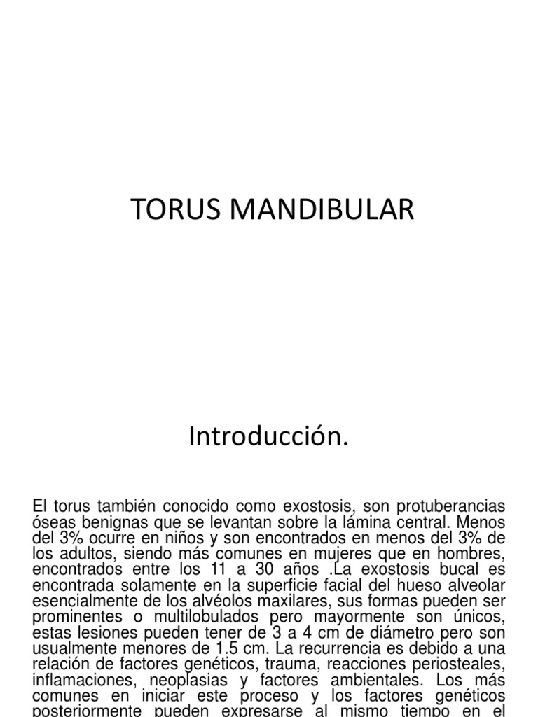 Torus Mandibular PDF | PDF | Enfermedades y trastornos | Medicina CLINICA
