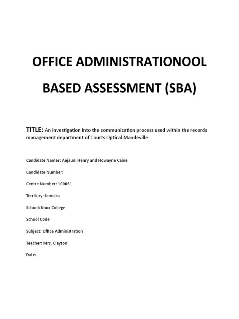 Oa Sba Final Edit | PDF