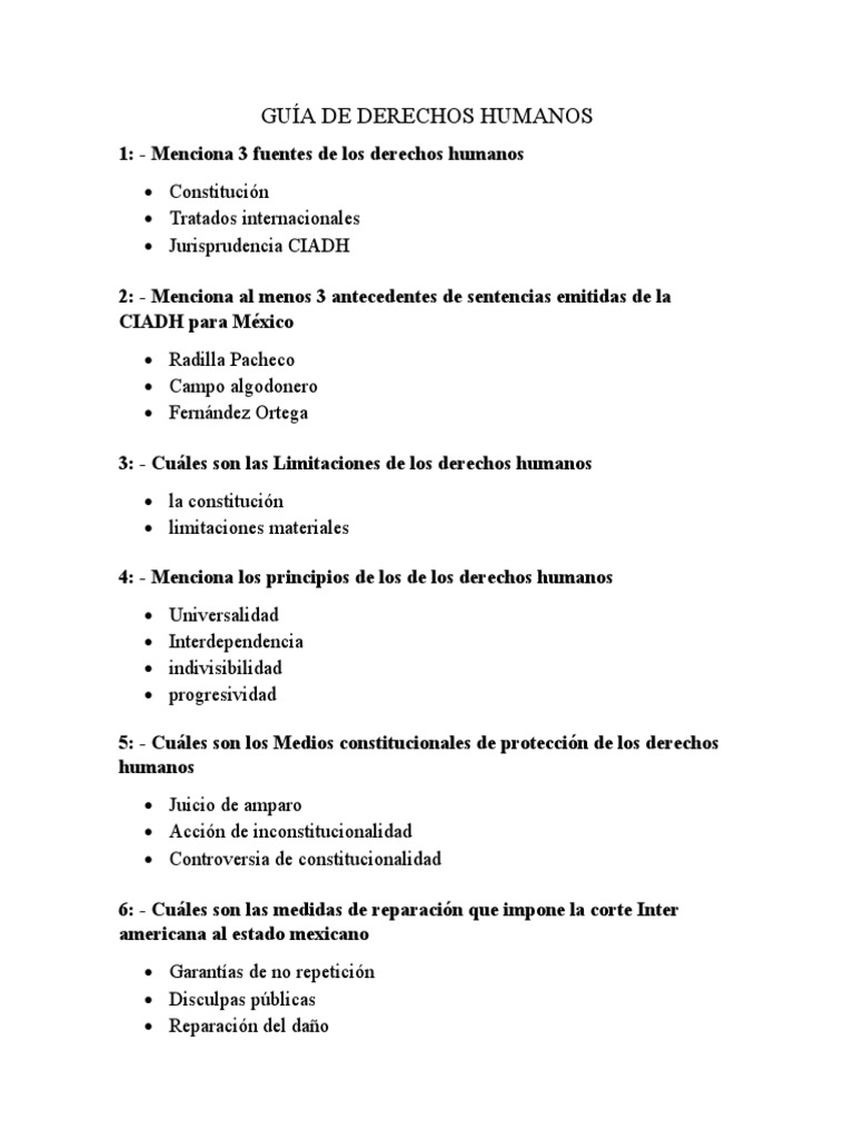 GUÍA DE DERECHOS HUMANOS 3 Parcial | PDF | Constitución | Judicaturas