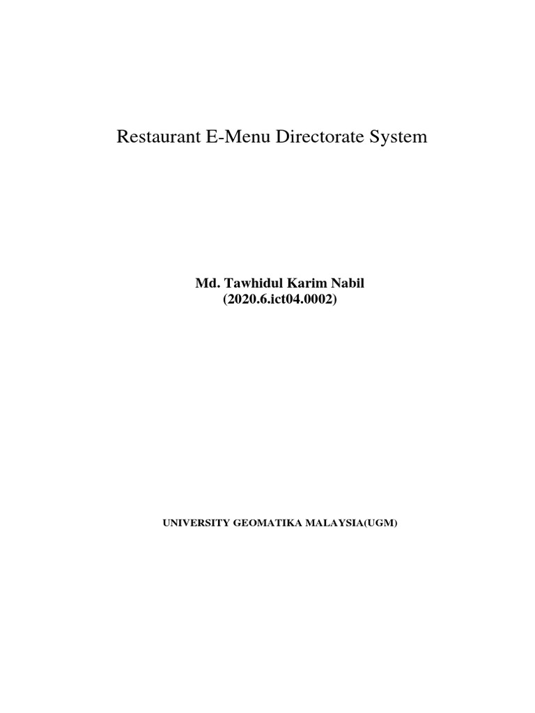 E-Menu Final 2 PDF | PDF | Databases | Component Based Software Engineering