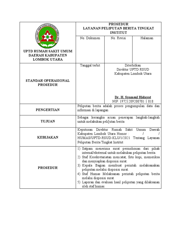 Sop Humas 2021 | PDF