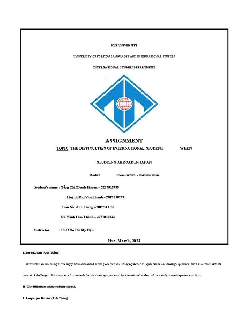 Giao Thao Văn Hoá in N P 1 | PDF | International Student | Cross Cultural Communication