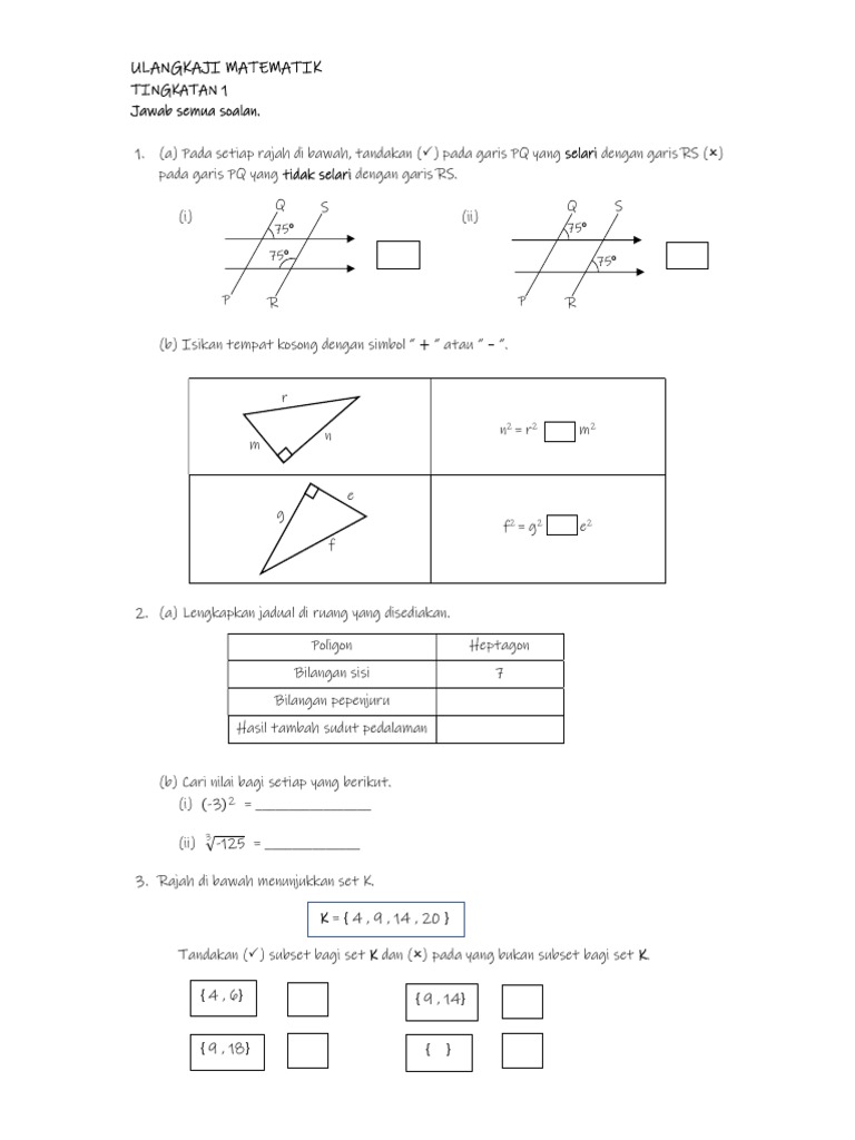 Ulangkaji Mate T1 | PDF