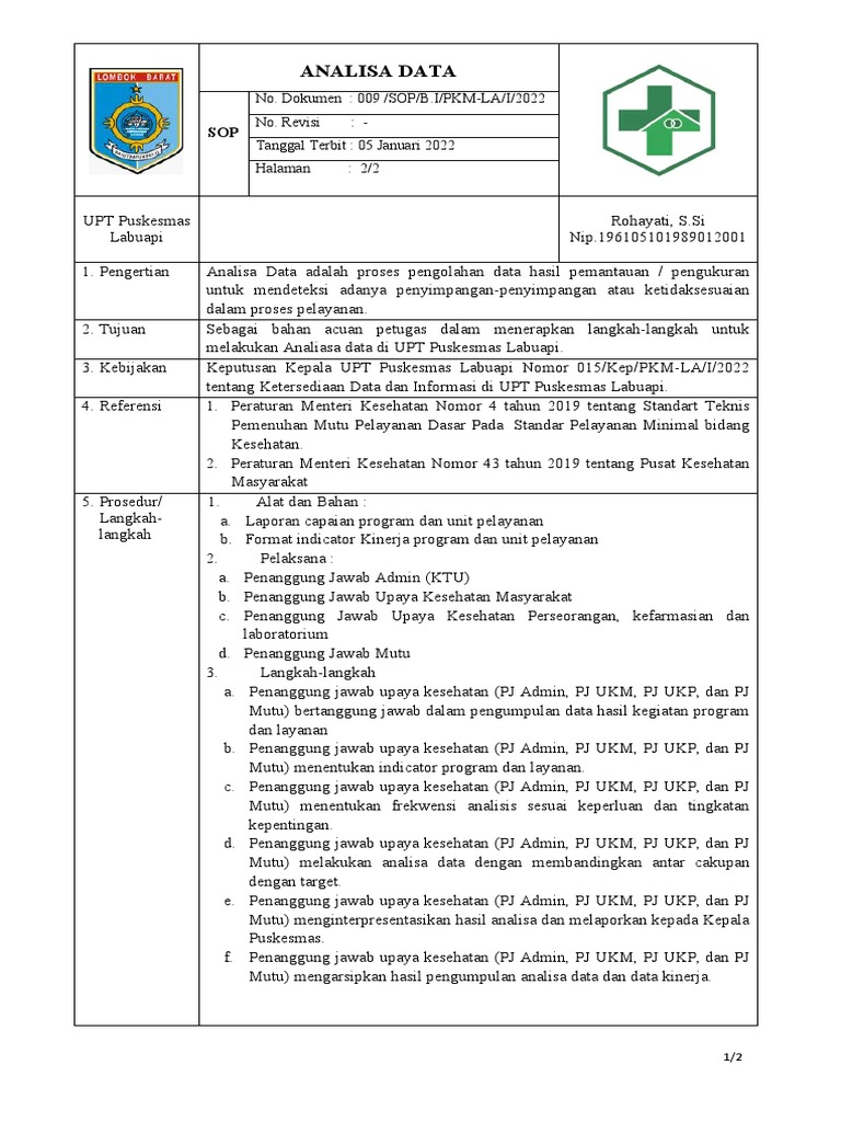 Sop Analisa Data - Copy | PDF