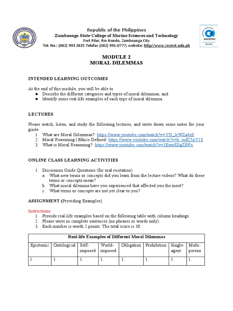 Module 2 - Moral Dilemmas | PDF