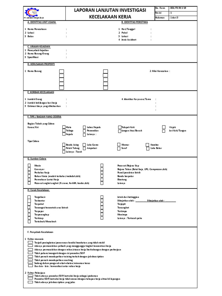 Form Laporan Investigasi Incident | PDF