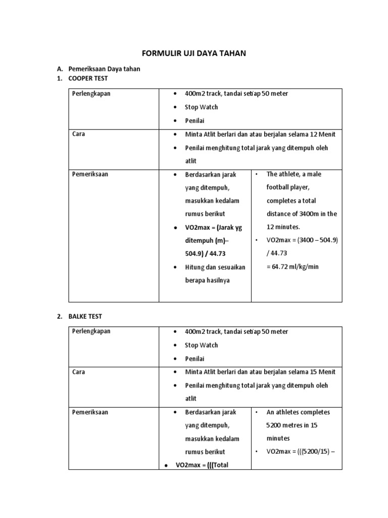 Formulir Uji Daya Tahan | PDF