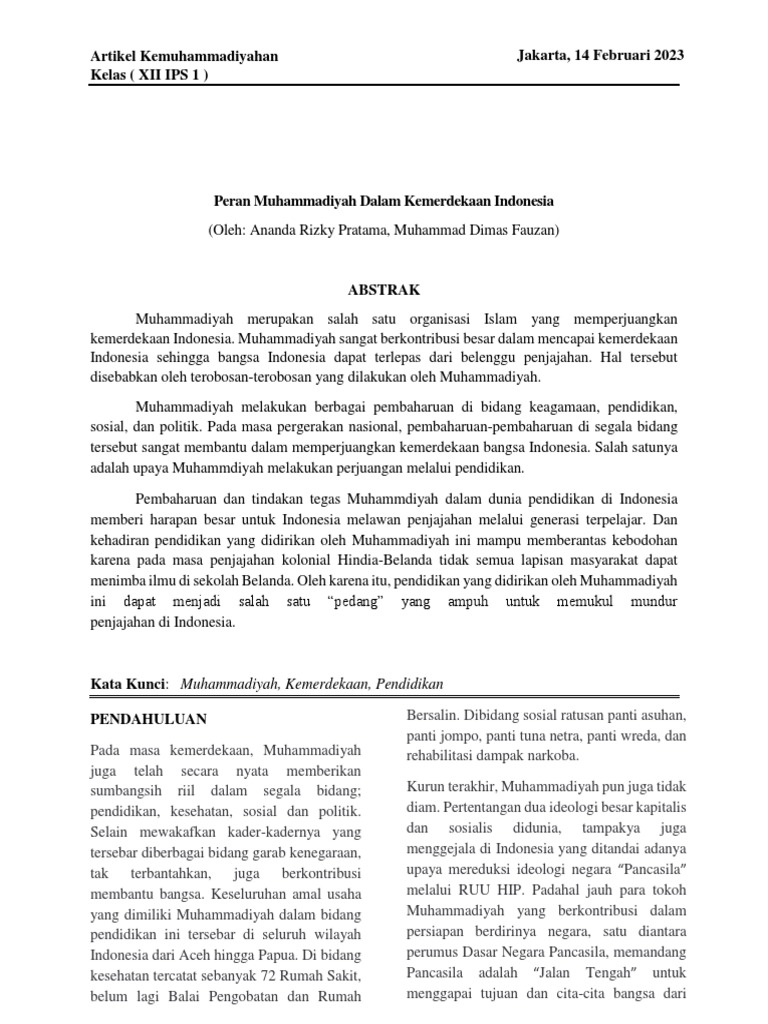 Ananda Rizky Pratama - Kemuhammadiyahan Kelas XII IPS 1 | PDF
