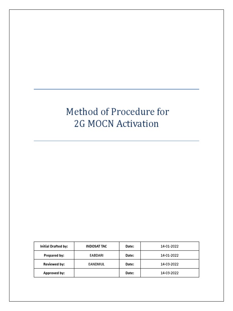 Method of Procedure - 2G MOCN Activation Rev V1.2 | PDF ...
