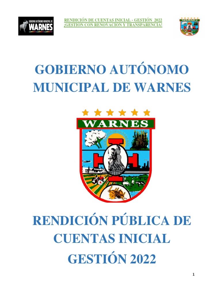 Informe Rendicion Publica de Cuentas en Warnes Gestion-2022 PDF | PDF | Valores | Responsabilidad