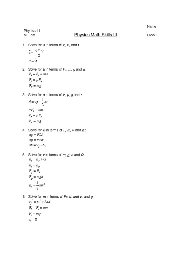 Physics Math Skills III PDF | PDF | Language Arts & Discipline ...