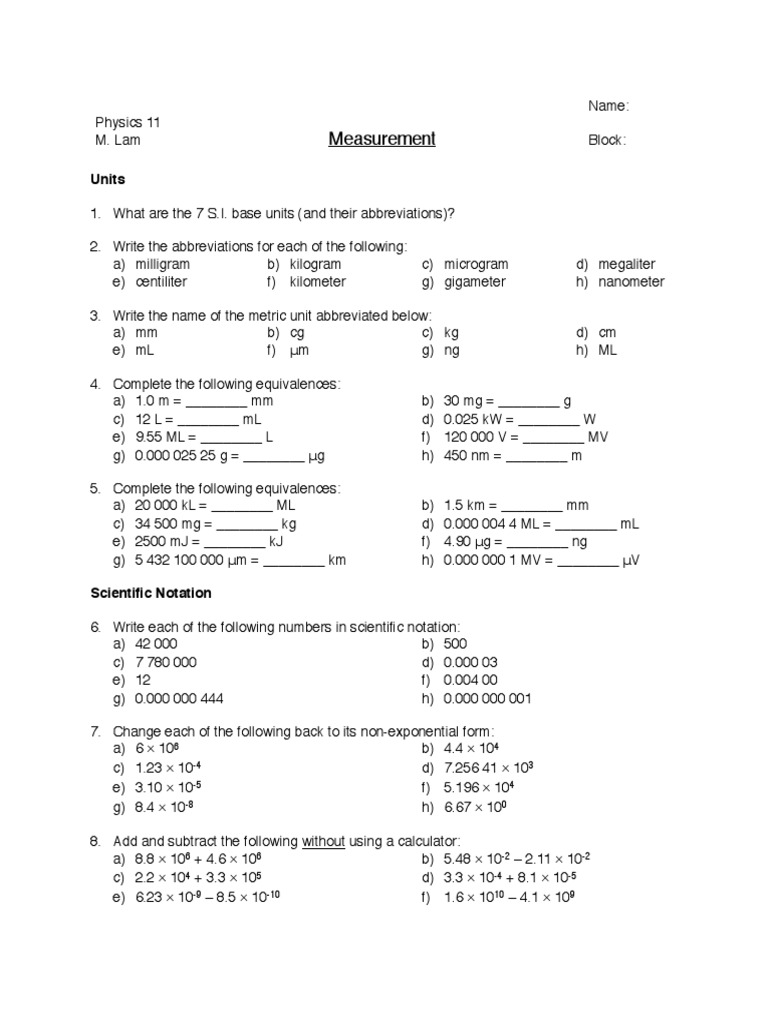 Measurement Physics 11 | PDF | Significant Figures | Units Of Measurement