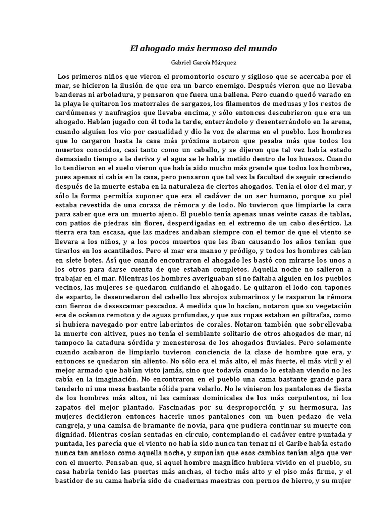 El ahogado más hermoso del mundo | PDF | Viajes y turismo | Libros para ...