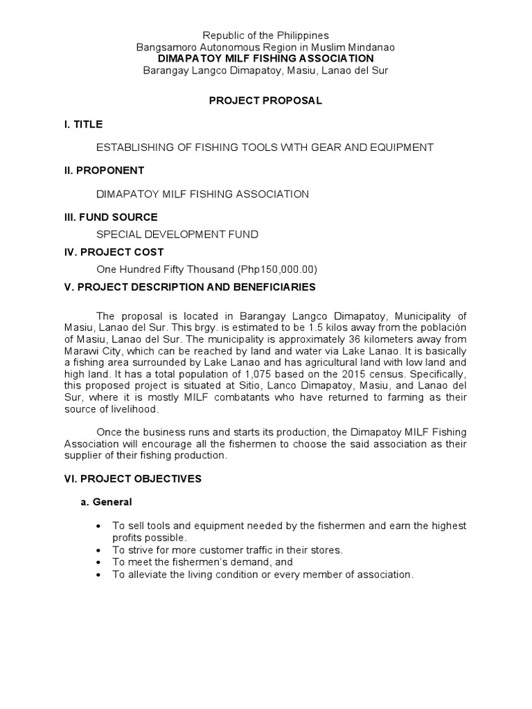 Project Proposal Dimapatoy Milf Fishing (Fishing Tools) | PDF | Fishing ...
