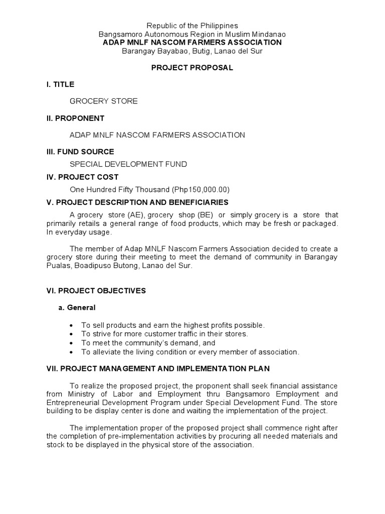 Project Proposal Adap Grocery Store | PDF | Grocery Store | Sauce