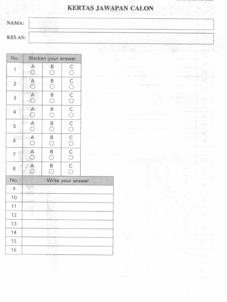 Answer Sheet PT3 | PDF