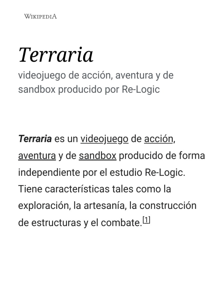 Terraria - Wikipedia, La Enciclopedia Libre PDF | PDF | Videojuegos