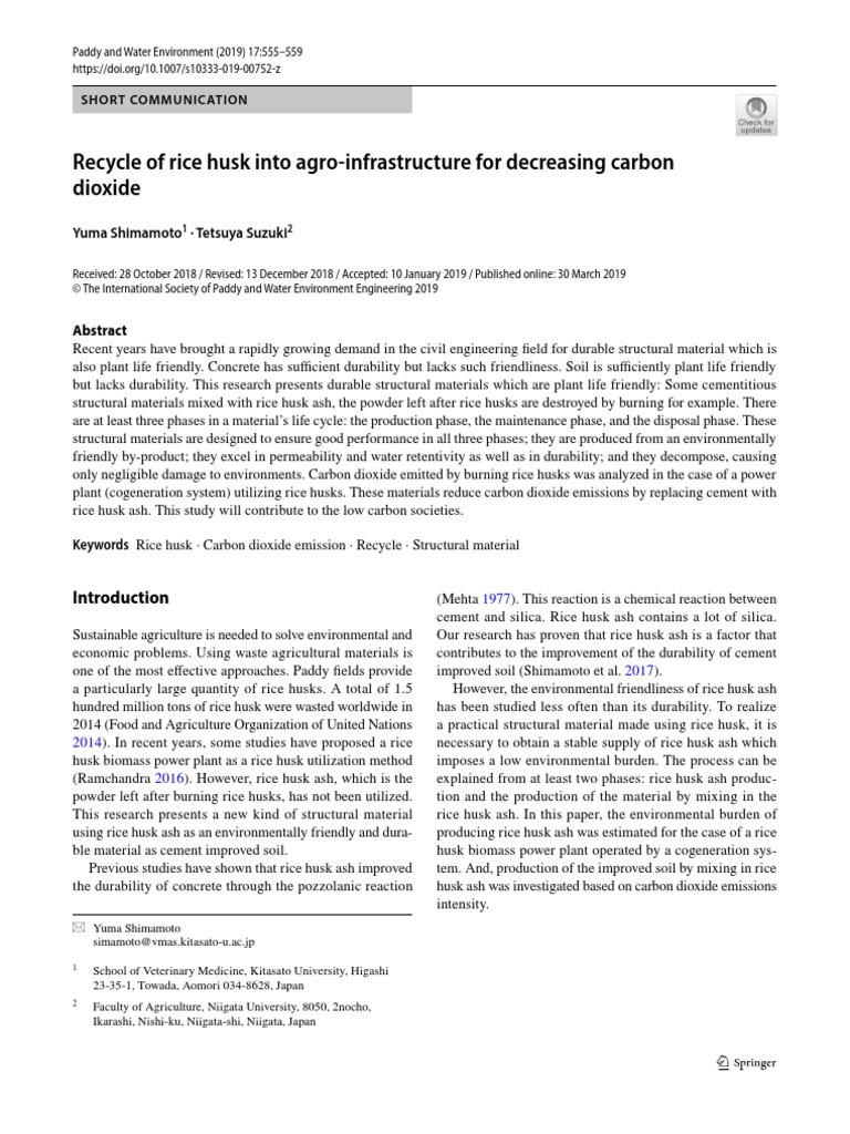Recycle of Rice Husk Into Agro-Infrastructure For Decreasing Carbon ...