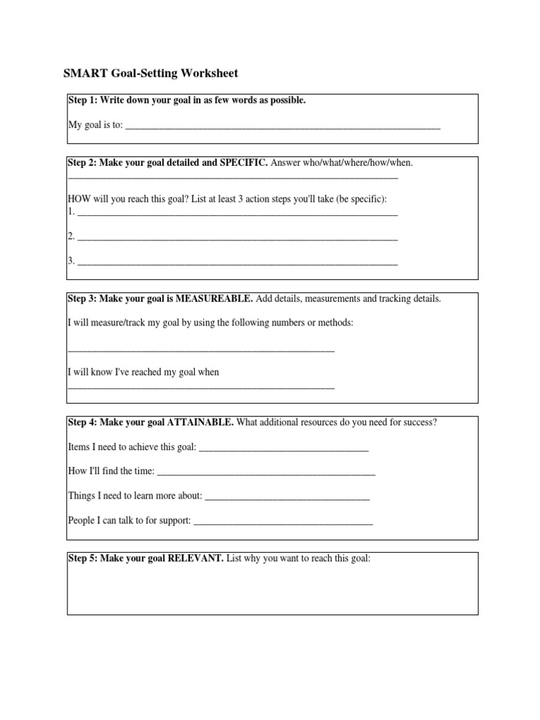 SMART Goal Setting Worksheet | PDF