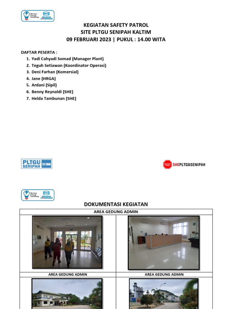 Temuan Safety Patrol PLTGU Senipah | PDF