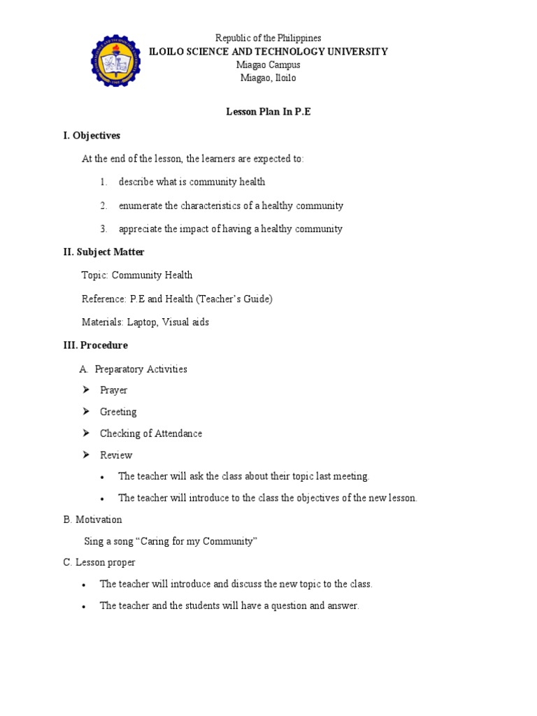Community Health Lesson Plan Overview | PDF | Waste Management | Waste