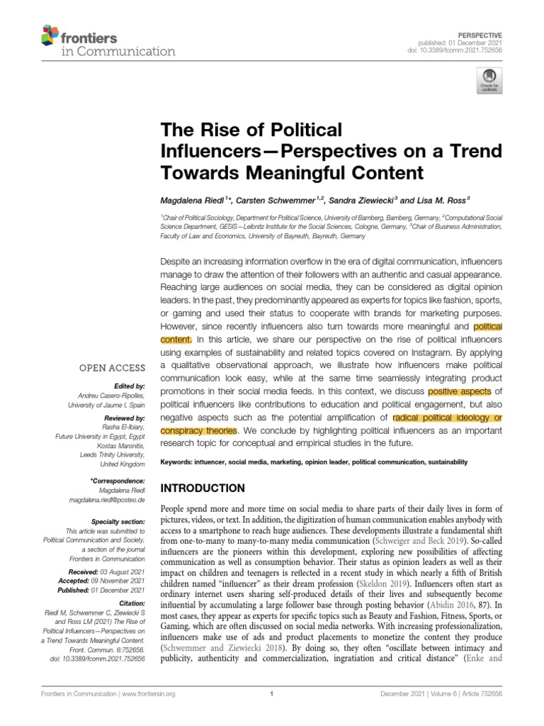 The Rise of Political Influencers.pdf | PDF | Social Media | Popular ...