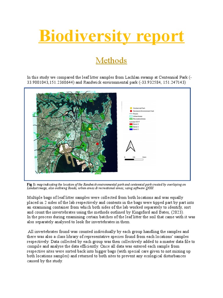 Biodiversity Report - Methods and Results | PDF