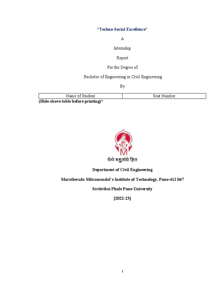 Civil Engineering Internship Report | PDF | Educational Stages ...