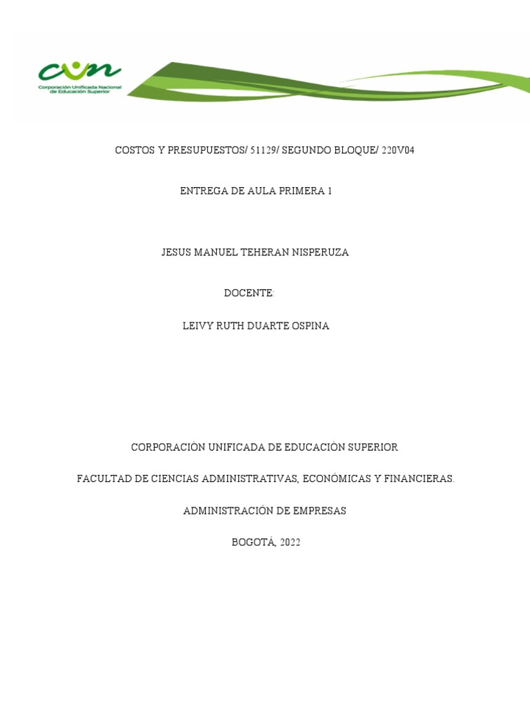 Aca 1 Costos y Presupuestos | PDF | Presupuesto | Economias