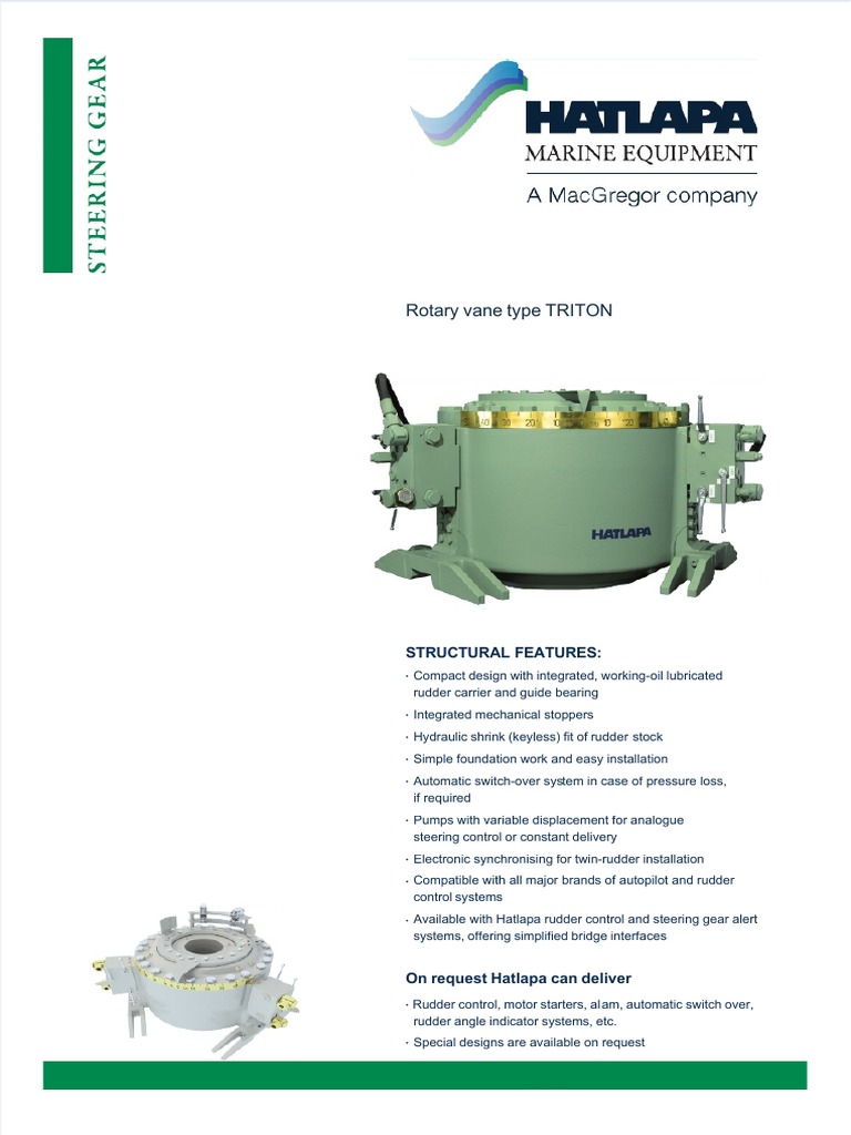 Rotary Vane Type TRITON: Structural Features and Specifications for a Compact Rudder Steering ...