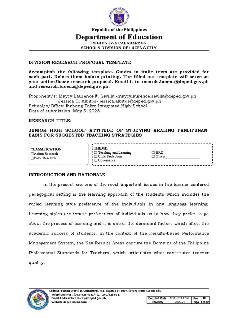 Ap Sample Proposal | Download Free PDF | Teachers | Learning