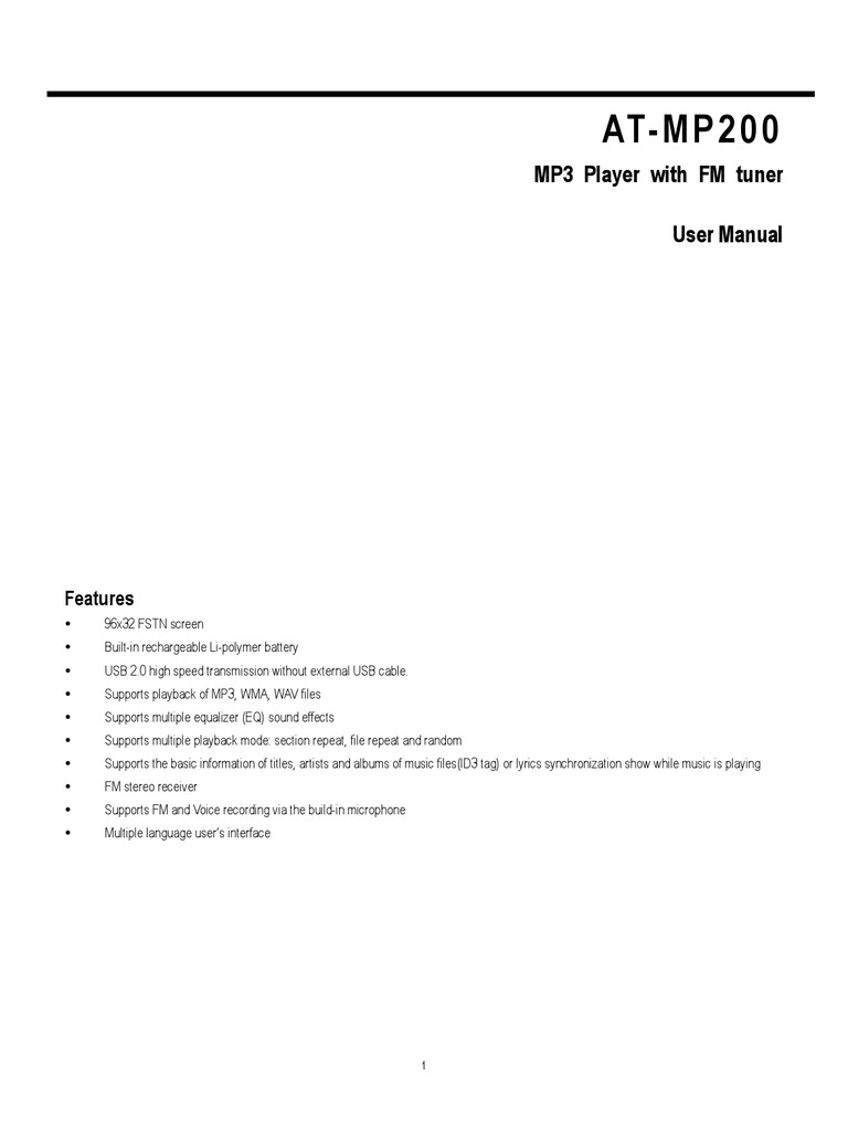 Ativa at Mp200 | PDF | Battery (Electricity) | Usb