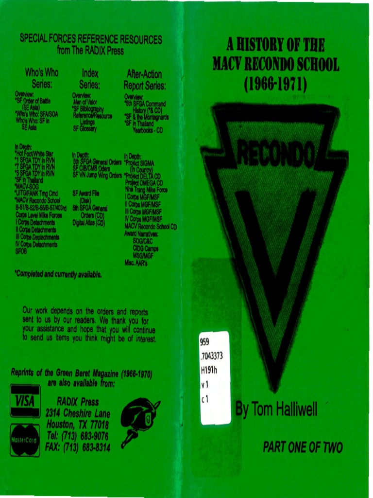 MACV Recondo School 1966-1971 PDF | PDF