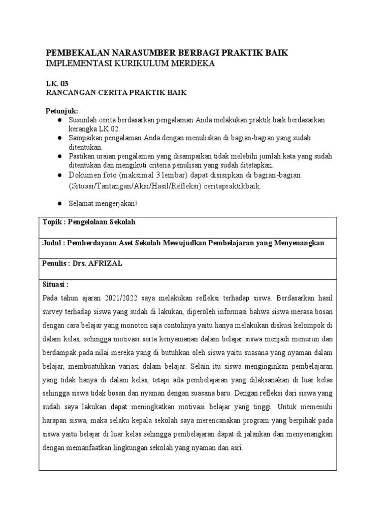 LK.3 - Drs. Afrizal | PDF | Karier & Perkembangan