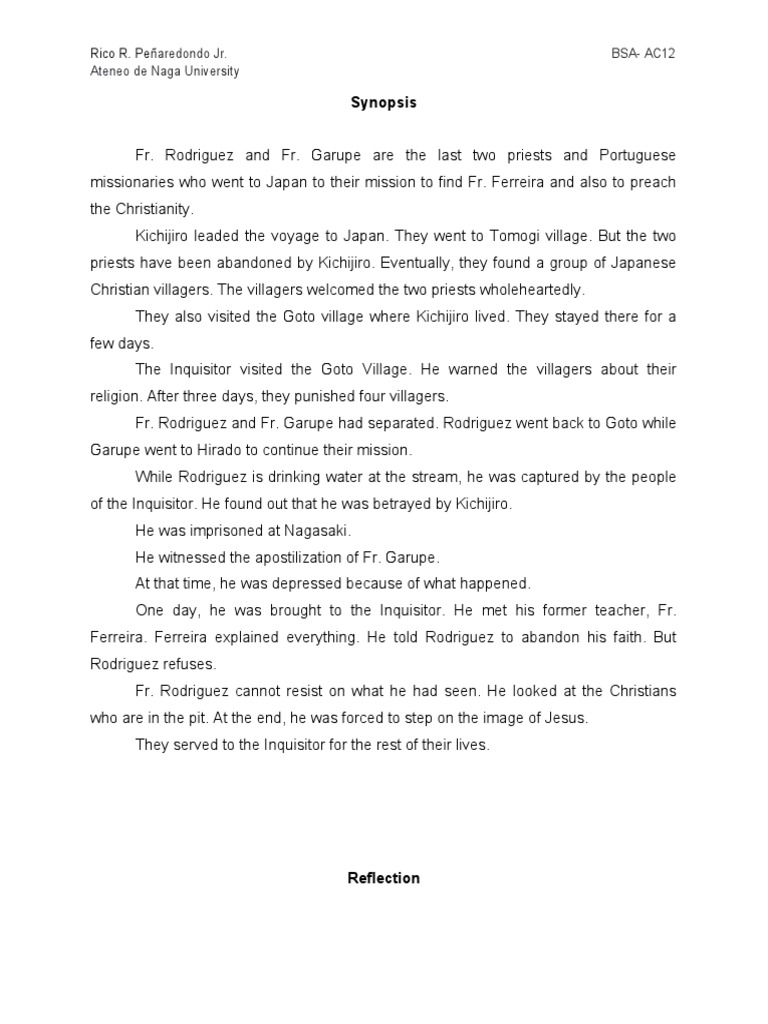 My Synopsis, and Analysis On The Movie - SILENCE | PDF | Religious ...