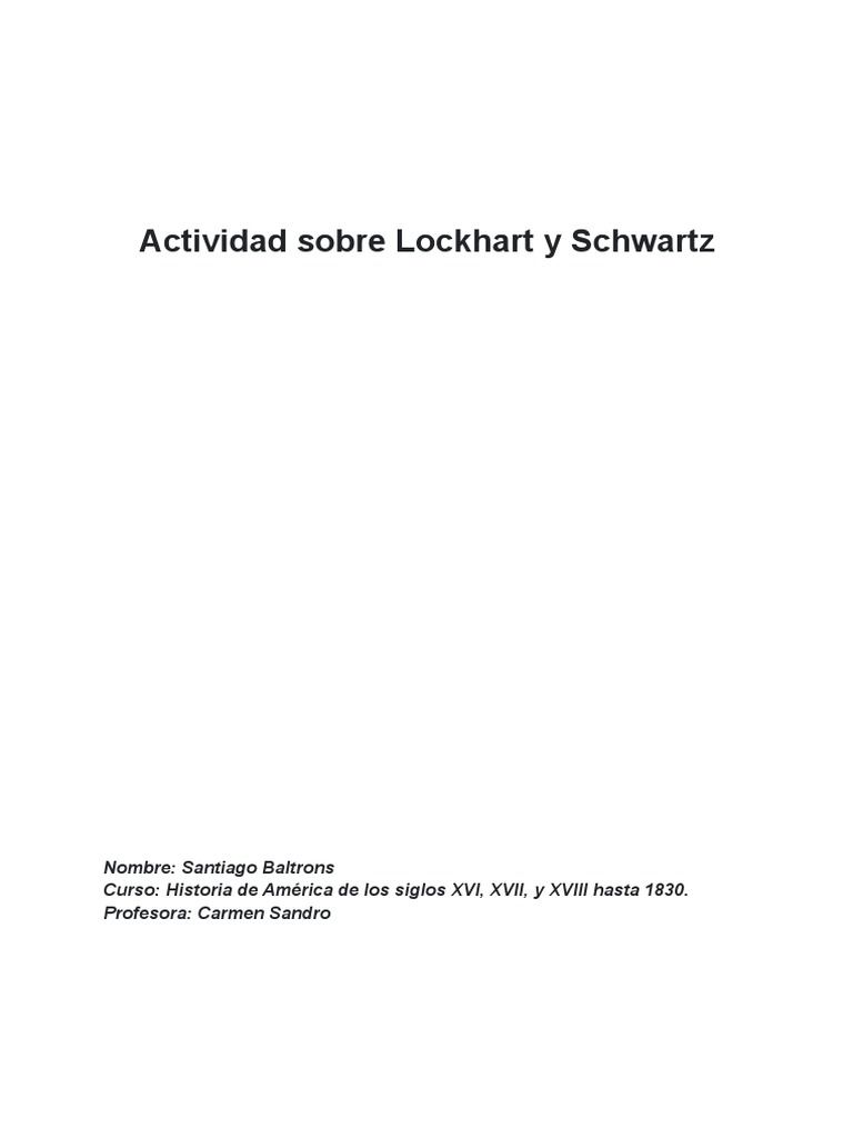Actividad Sobre Lockhart y Schwartz PDF | PDF | España | Esclavitud